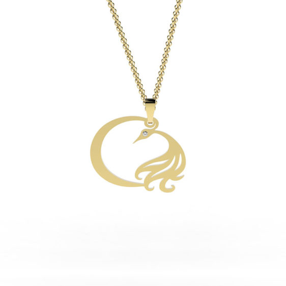 Collana con ciondolo in oro o argento e diamante Araba Fenice